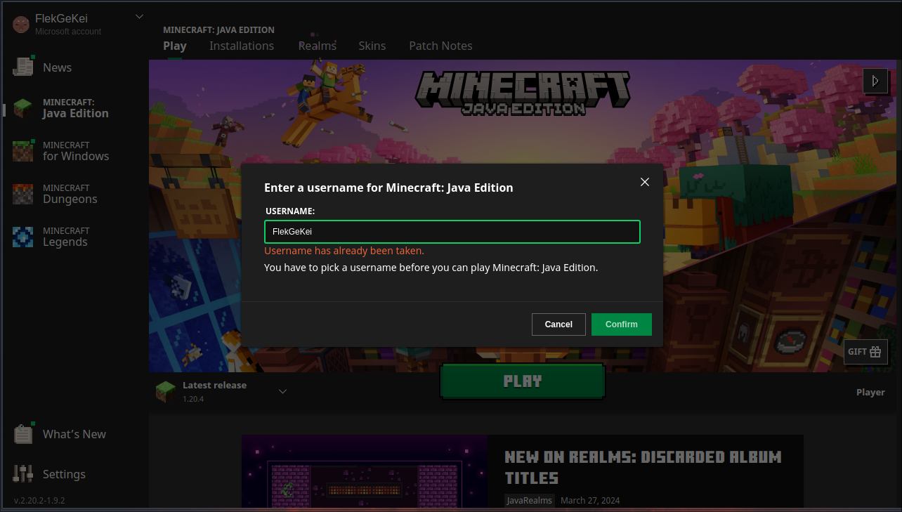 Why I can't register my nickname. - Java Edition Support - Support - Minecraft Forum - Minecraft ...
